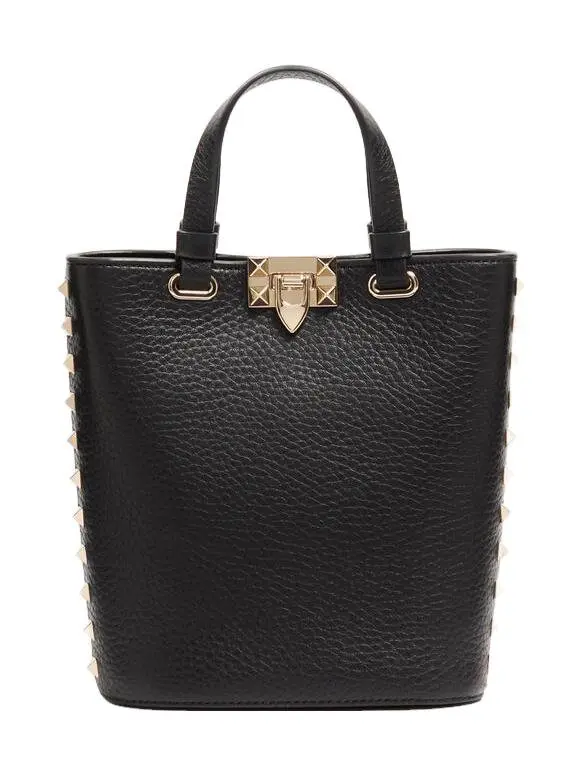 Valentino Garavani Rockstud Mini Bag In Grainy Calfskin - Black