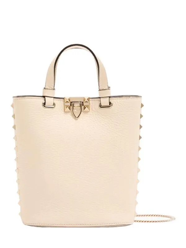 Valentino Garavani Rockstud Mini Bag In Grainy Calfskin - Ivory