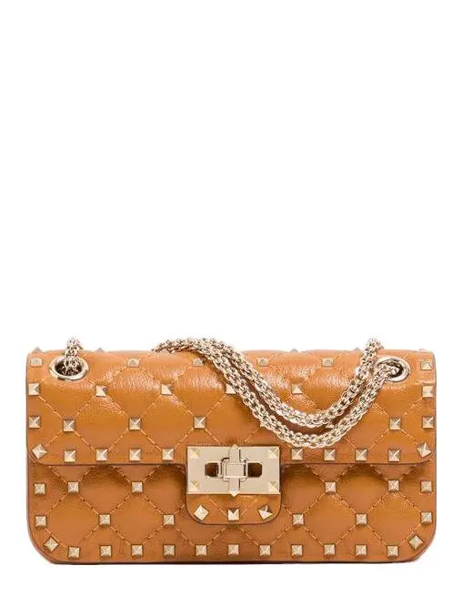 Valentino Garavani Rockstud Spike Small Shoulder Bag In Kidskin - Tan