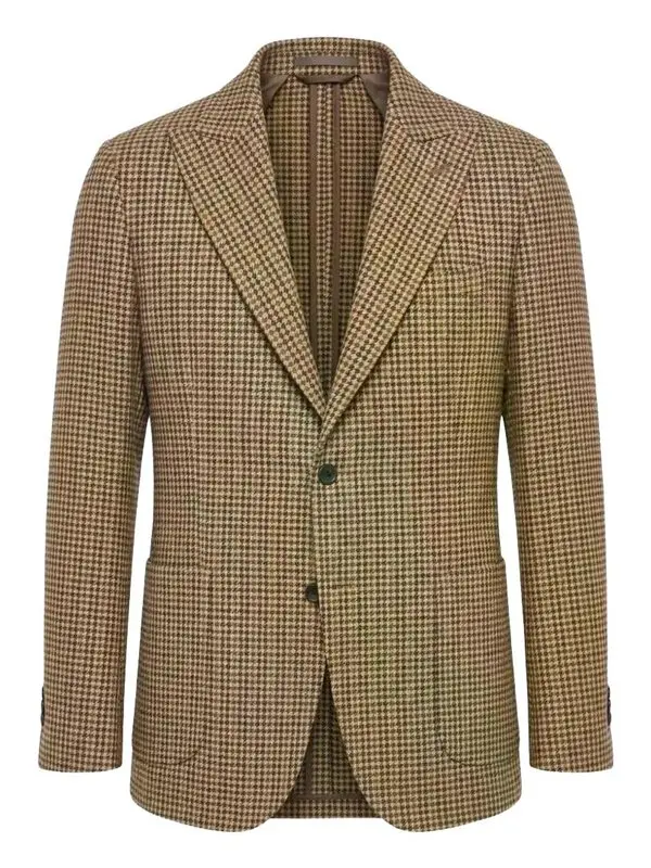 DANIELE ALESSANDRINI Houndstooth Single-breasted Blazer - Brown