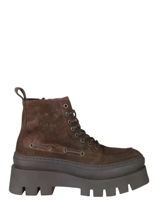 COPENHAGEN  Suede Chunky-sole Combat Boots - Brown