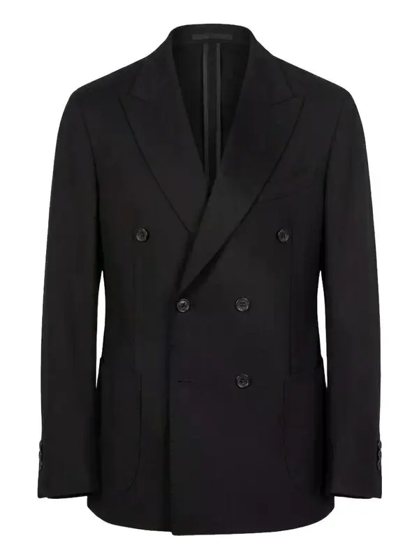 DANIELE ALESSANDRINI Double-breasted Peak-lapels Blazer - Black
