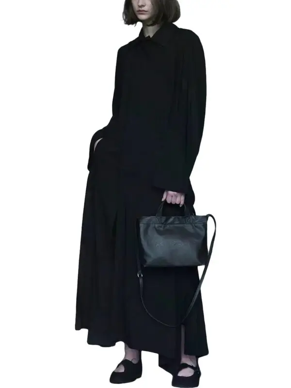Yohji Yamamoto Mini Logo-embossed Leather Tote Bag - Black