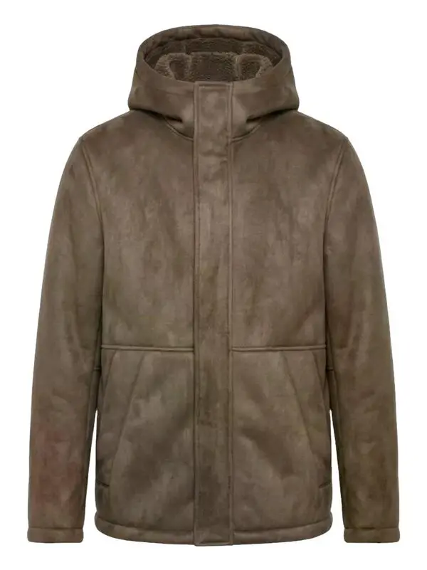DANIELE ALESSANDRINI Hooded Faux-suede Jacket - Brown