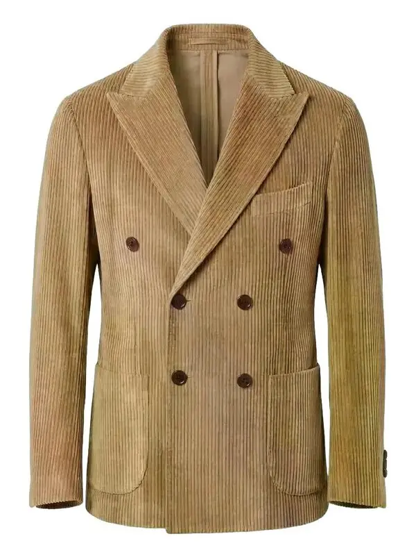 DANIELE ALESSANDRINI Double-breasted Corduroy Blazer - Neutrals