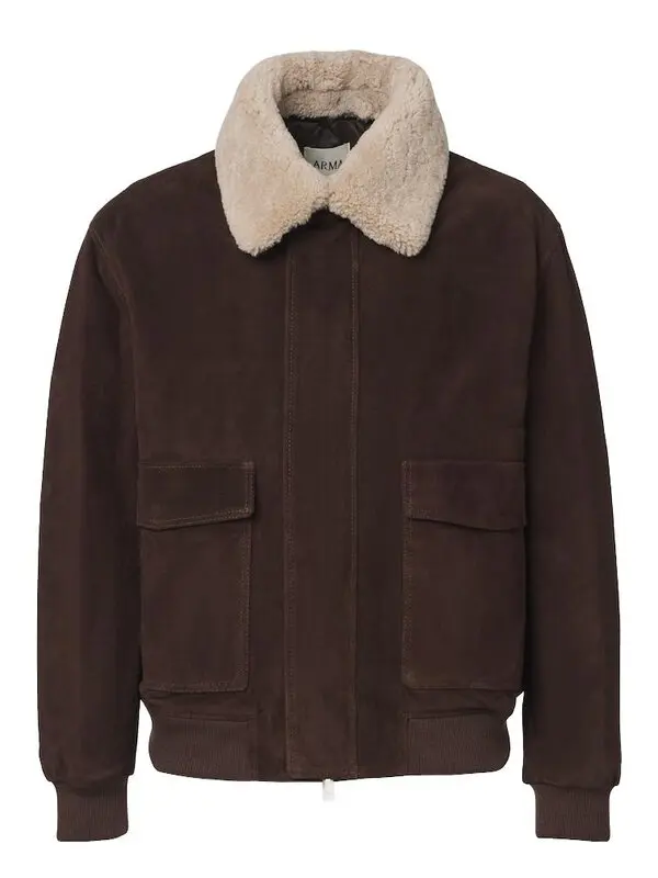 ARMA Bari Shearling-trimmed Suede Blouson Jacket - Brown
