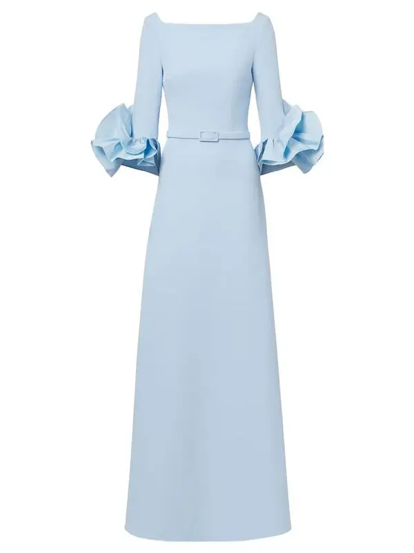Safiyaa Belisa Belted Ruffled Crêpe Gown - Blue