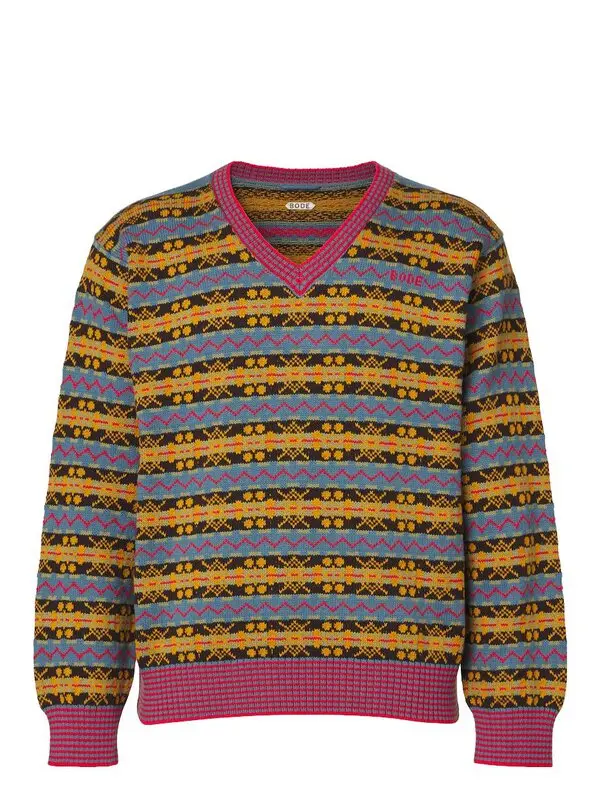 BODE Bracken Fair Isle Cotton Sweater - Multicoloured