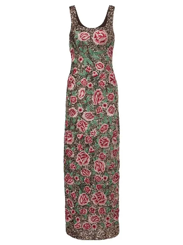 LA FUORI Là Fuori Antique Bloom Sequined Gown - Multicoloured