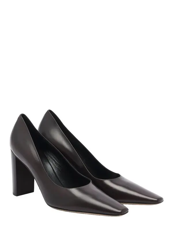 THE ROW Pia Leather Pumps - Black