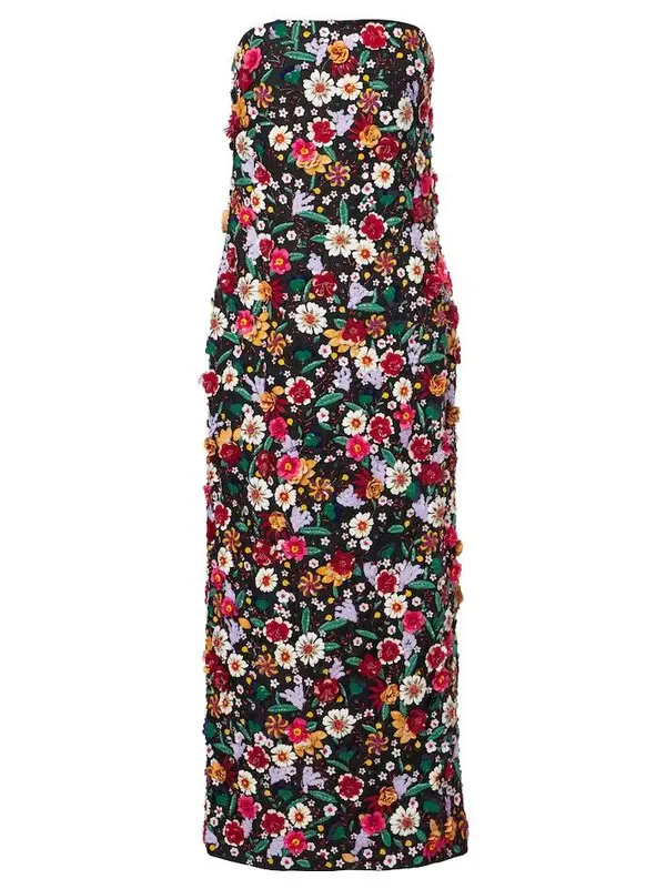 Carolina Herrera Embellished Floral Organza Cocktail Dress - Multicoloured