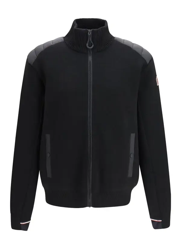 Moncler Wool-blend Insulated Zip-up Cardigan - Black