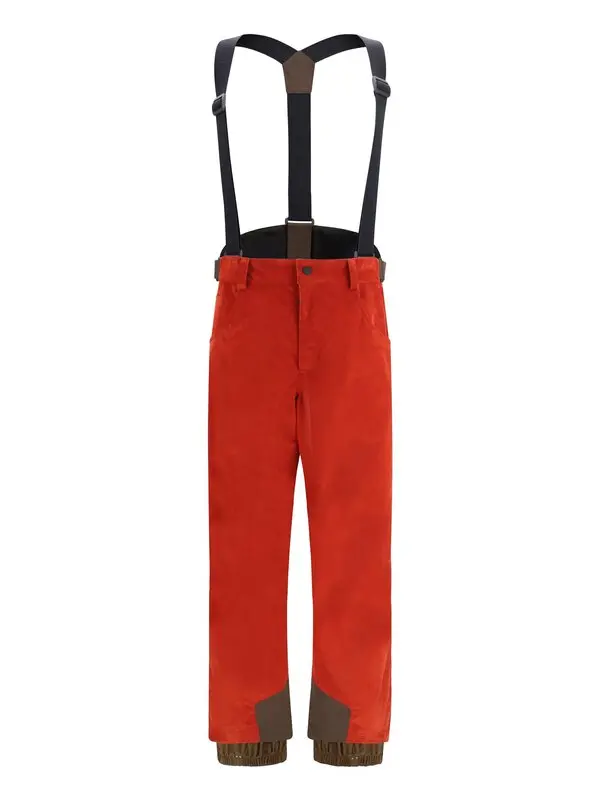Moncler Corduroy Insulated Ski Bib Pants - Red