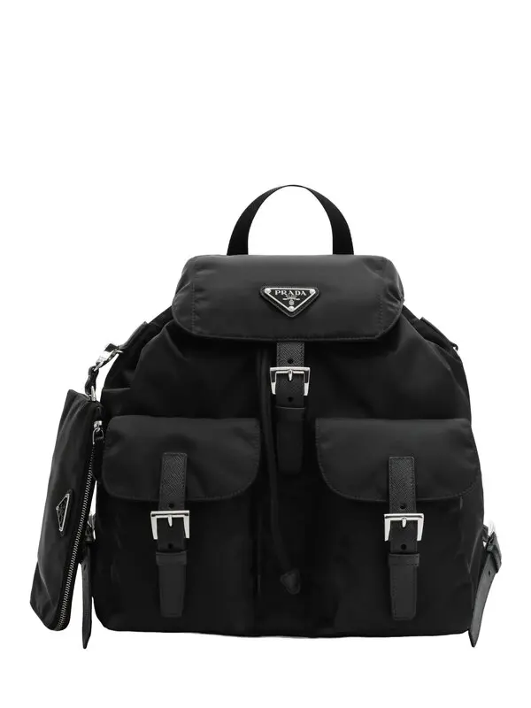 Prada Re-nylon And Saffiano Backpack With Pouch - Black