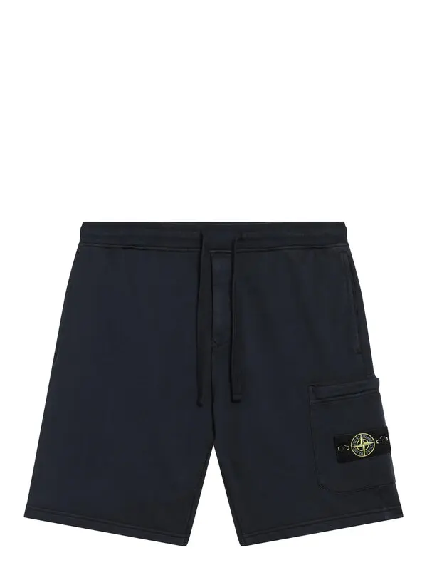 Stone Island Navy Jogger Shorts In Cotton Fleece - Blue