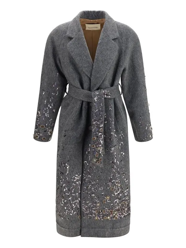 Valentino Garavani Mohair And Wool-blend Coat - Gray