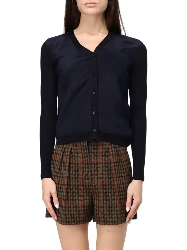 Max Mara Silk And Cashmere V-neck Cardigan With Button Closure - Blue