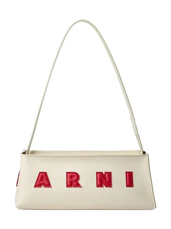 Marni Leather Baguette Musuem Shoulder Bag - Cream
