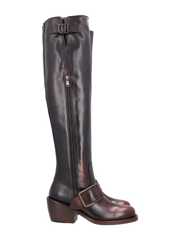 Dries Van Noten High Boots With A Buckle - Brown