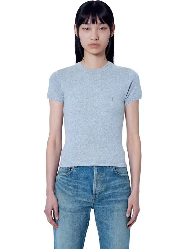 Saint Laurent Cassandre Fitted T-shirt - Gray
