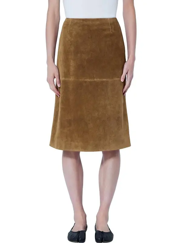 JIL SANDER Panelled Suede Midi Skirt - Brown