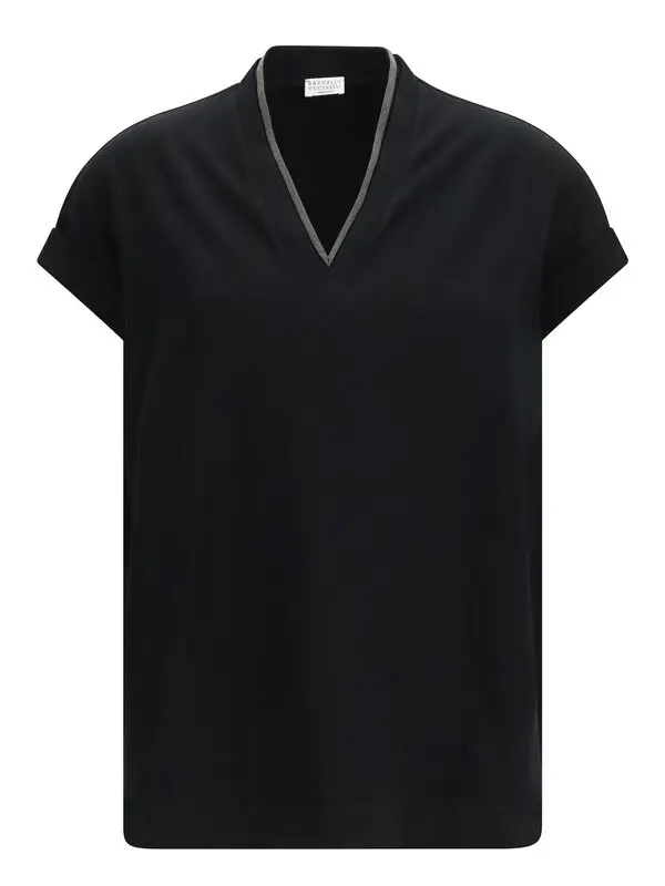Brunello Cucinelli Cotton T-shirt With Embellishments - Black