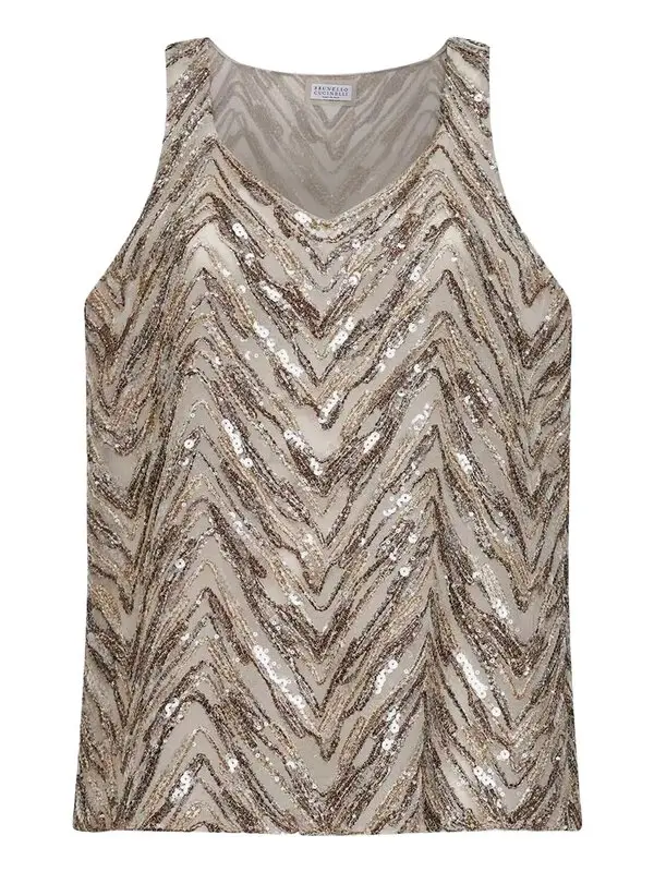 Brunello Cucinelli Chevron Sequin Top - Multicolor