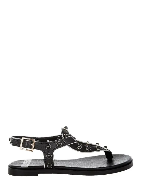 RAG & CO Avens Pearl Rivet Studded Flats In By - Black