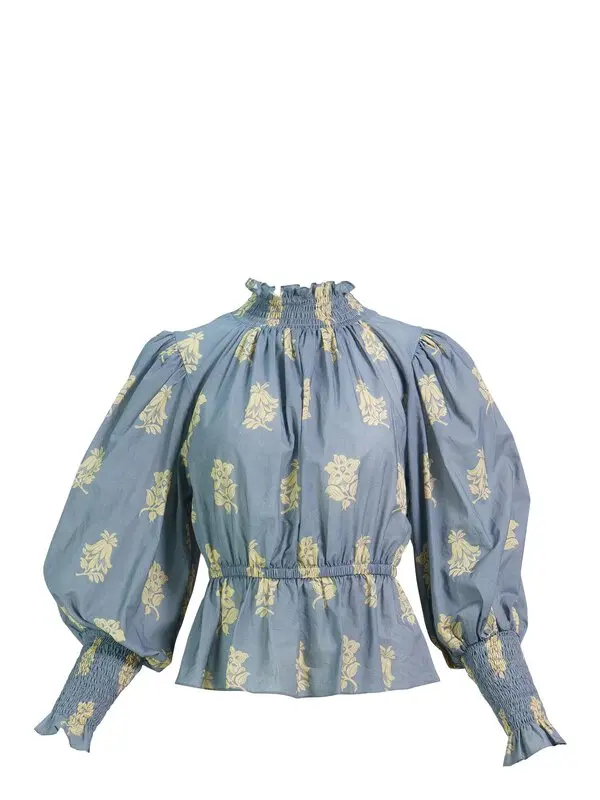 KRISTINIT Antique Print Zanne Blouse - Grey