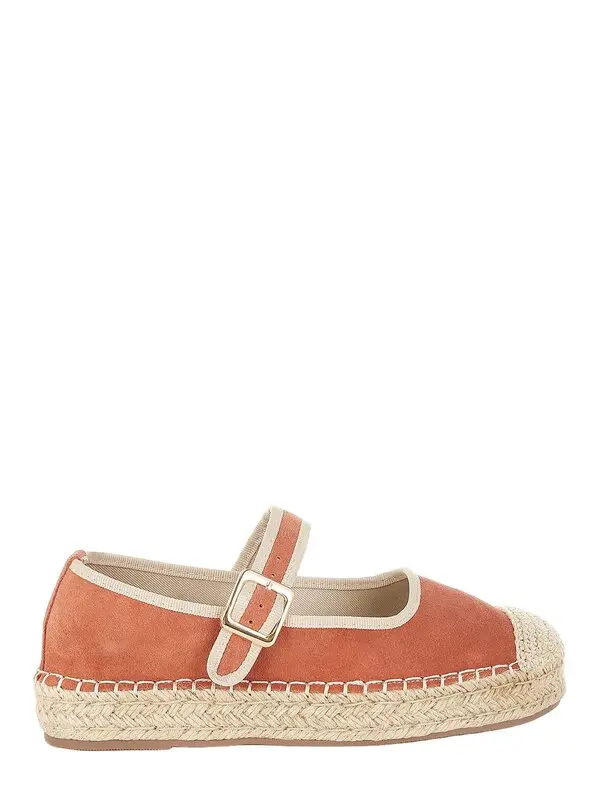 RAG & CO Bolean Soft Suede Leather Mary Jane Espadrilles In Tan By - Brown