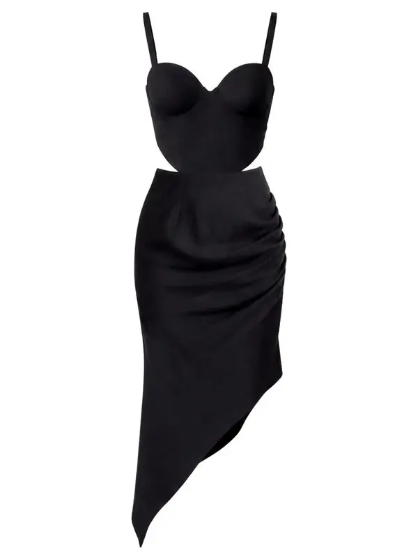 AVENUE N°29 Cut-out Wool Corset Dress - Black