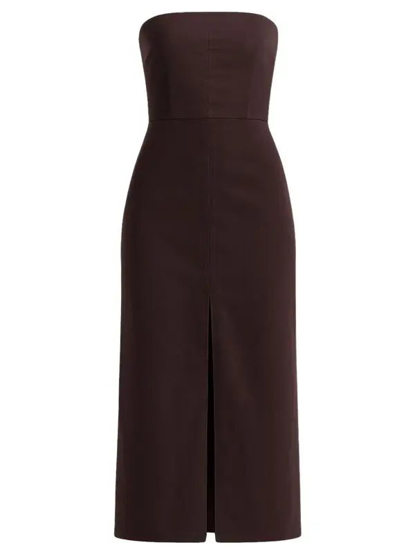 MONLICIA Akasha Strapless Cotton Blend Midi Dress - Brown