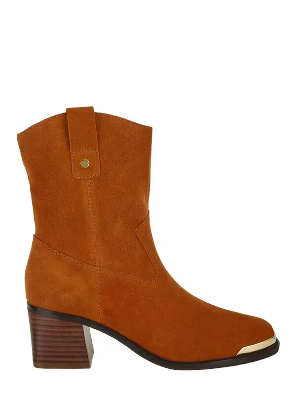 RAG & CO Emberly Suede Square Toe Ankle Boots In Tan By - Brown