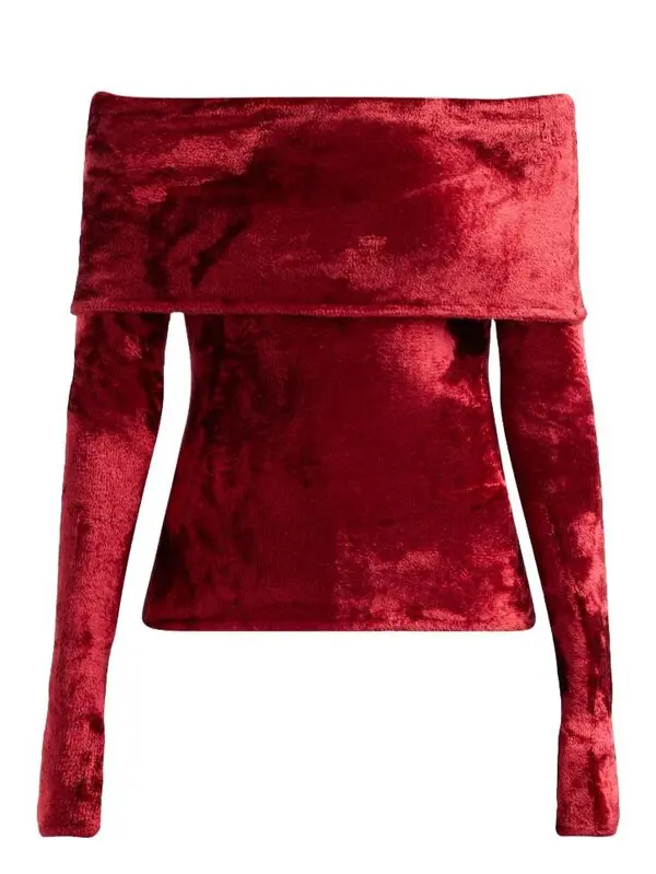 Lapointe Off-the-shoulder Velvet Top - Deep Red