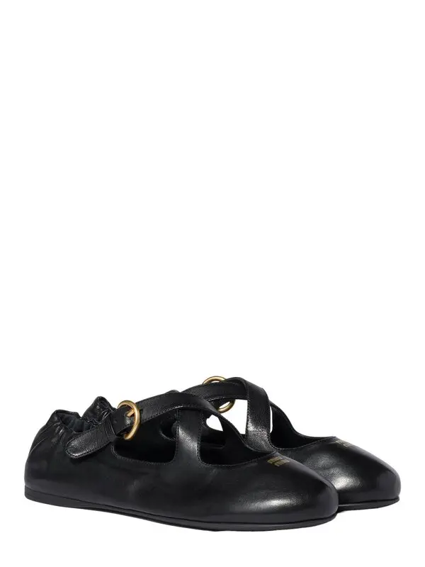 Miu Miu Nappa Leather Ballet Flats - Black