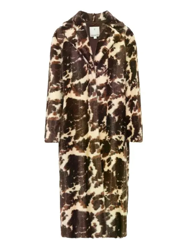 UNREAL FUR Nenet Cow-print Faux-fur Coat - Brown