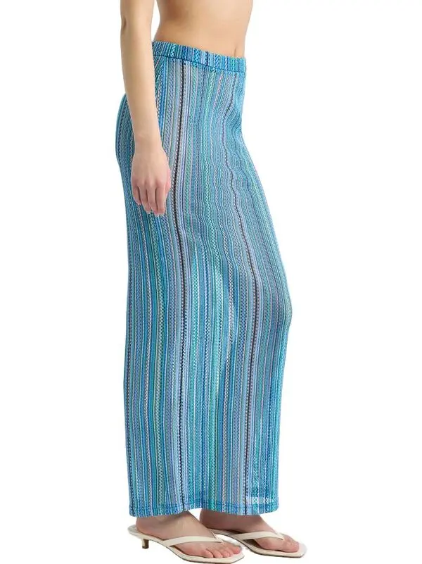 HELLO MOLLY Ocean Bloomette Knit Midi Skirt - Blue