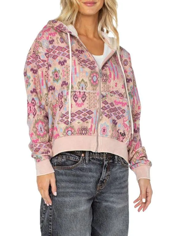 Roxy Savannah Printed Full Zip Hoodie - Misty Rose
