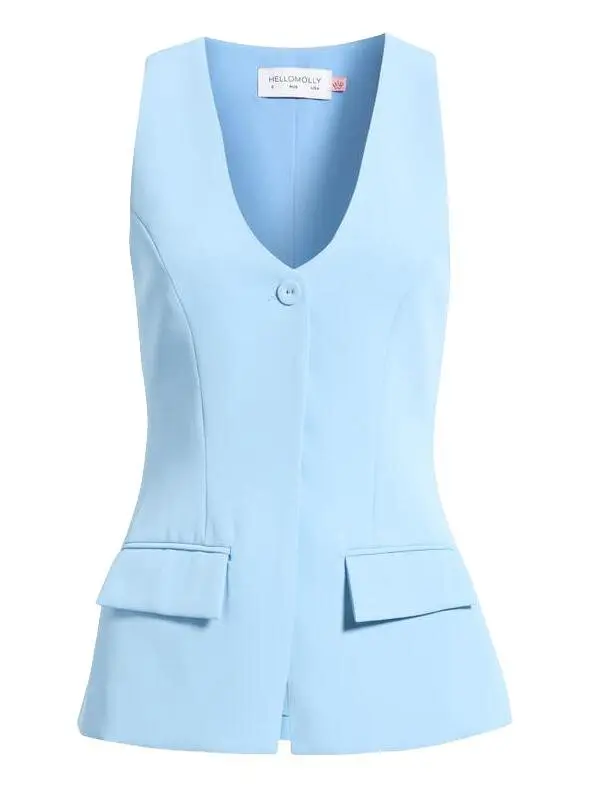 HELLO MOLLY Monochrome Mood Tailored Top - Blue