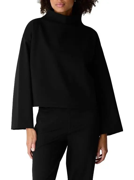Eileen Fisher Boxy Funnel Neck Top - Black