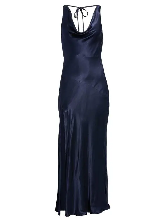 HELLO MOLLY The Loretta Cowl Satin Dress - Blue