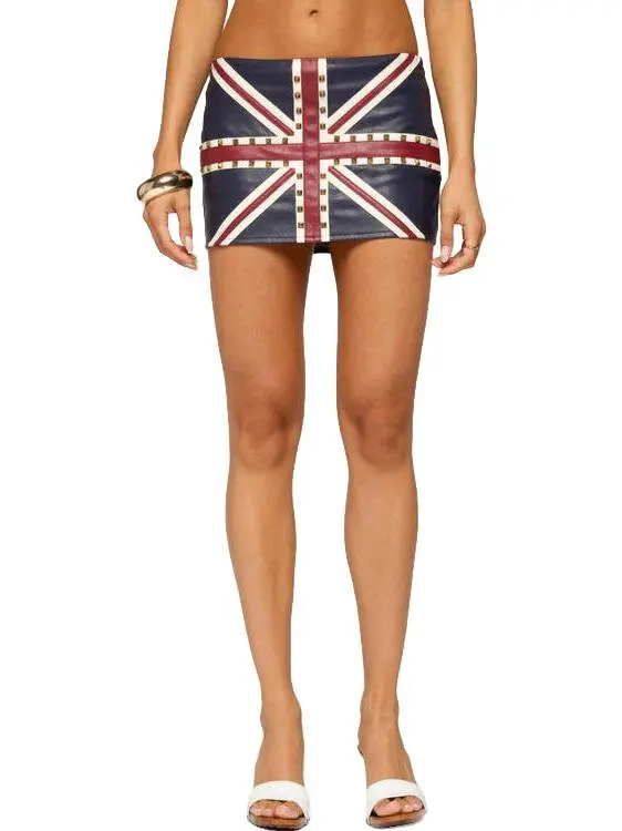 EDIKTED England Lover Studded Faux Leather Miniskort - Mix
