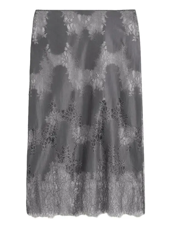 Cos Lace-overlay Midi Skirt - Gray
