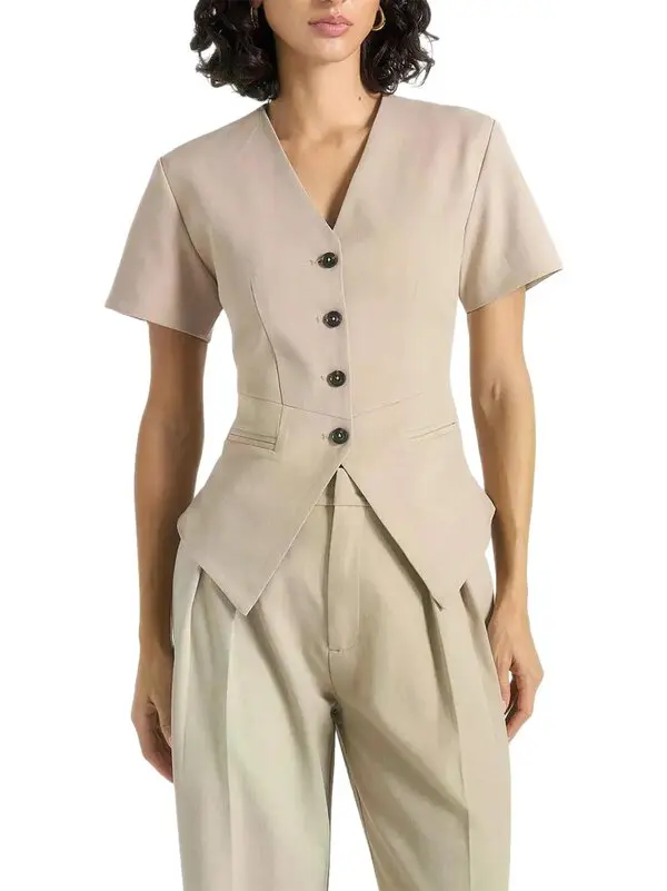 Manière De Voir Yolanda Tailored Peplum Waistcoat - Neutrals