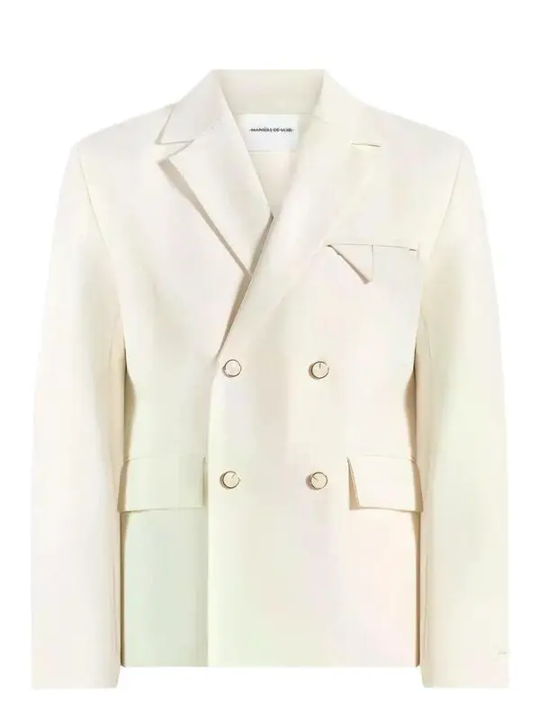 Manière De Voir Didier In Off White Double-breasted Tailored Suit Blazer - Neutrals