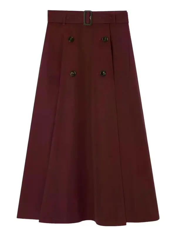 Burberry Tropical Gabardine Trench Midi Skirt - Red