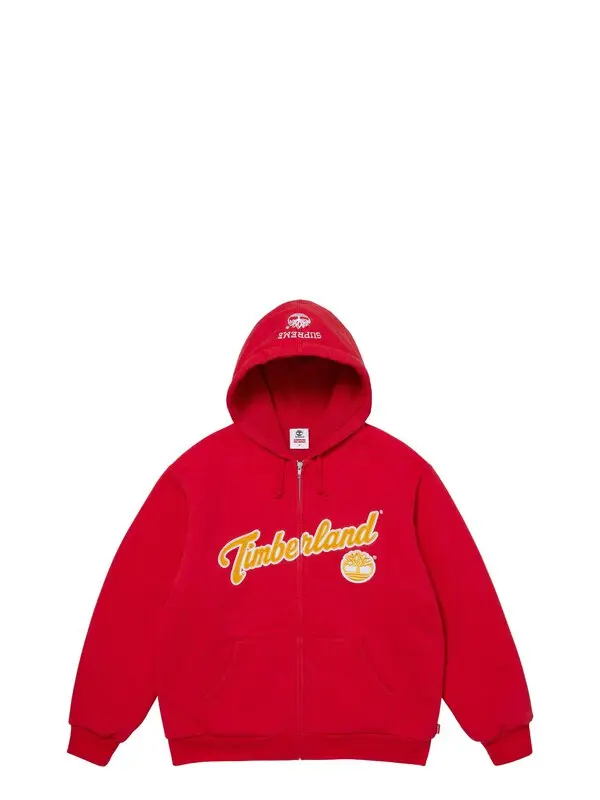 Supreme X Timberland Thermal Lined Zip Up Hooded Sweatshirt - Red