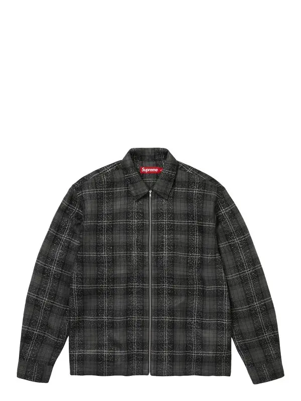 Supreme Metallic Flannel Zip Up Shirt - Black