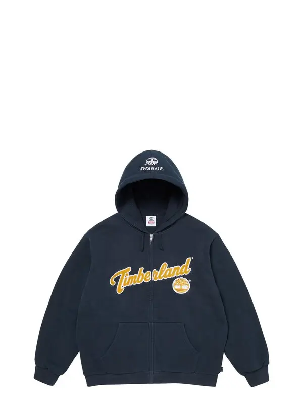 Supreme X Timberland Thermal Lined Zip Up Hooded Sweatshirt 'navy - Blue