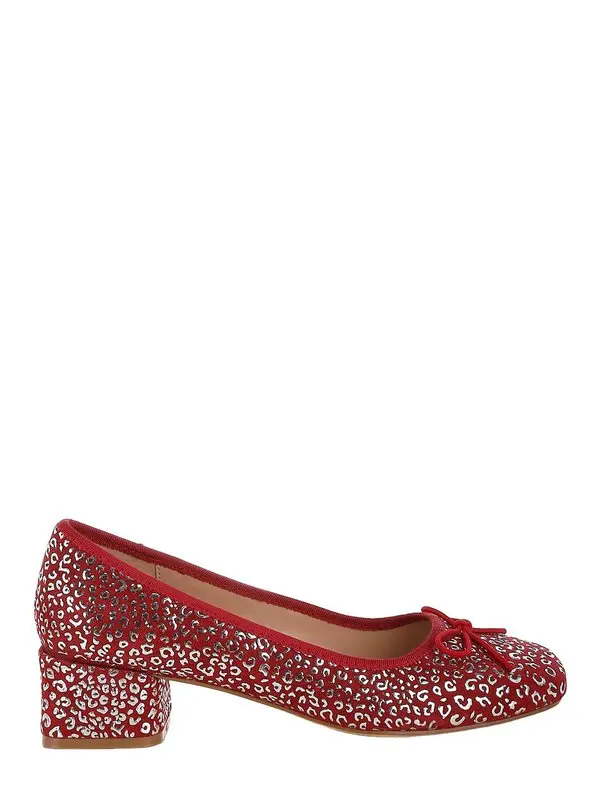 RAG & CO Ningen Leopard Print Block Heel Ballerinas In Dark By - Red